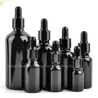 China Black Aromatherapy Oil Bottle 15ml 20ml 30ml Glass Dropper with UV Protection for sale