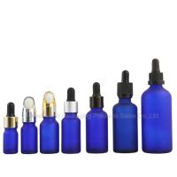 China Matte Blue Glass Dropper Bottles 5ml 10ml 15ml 20ml - UV Resistant Essential Oil Containers for sale
