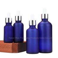 China Matte Blue Glass Dropper Bottles 5ml 10ml 15ml 20ml - UV Resistant Essential Oil Containers for sale