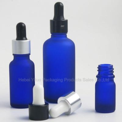 China Matte Blue Glass Dropper Bottles 5ml 10ml 15ml 20ml - UV Resistant Essential Oil Containers for sale