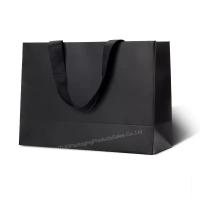 China 20cm x 15cm White Intaglio Printed Paper Carrier Bags with Zipper Top and Black Ribbon Handles for sale