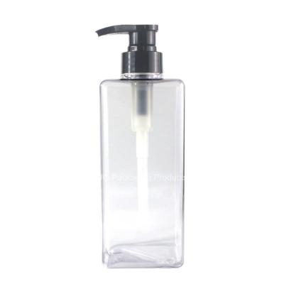 China 500ml Square Plastic Shampoo Bottle with Press Pump Dispenser - Customizable Hotel & Travel Packaging for sale