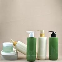 China 500ml Green Plastic Shampoo Container with Press Pump - Travel Refillable PET Bottle 15.4cm x 7.5cm for sale