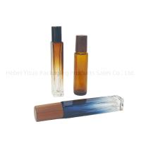 China 2cm Width 15ml Borosilicate Glass Perfume Bottle with Plastic Pump for Fragrance Cosmetic Essential Oil for sale