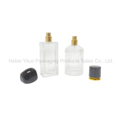 China Bulk 100ml Lid Sealing Antique Perfume Bottles Clear Glass Vintage Style Refillable 18mm Neck for sale