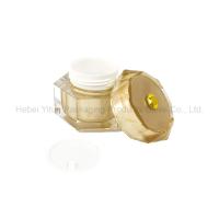 China Hexagonal Clear Acrylic Cream Jar — Luxury Gold Lid Design for sale