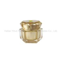 China Hexagonal Clear Acrylic Cream Jar — Luxury Gold Lid Design for sale
