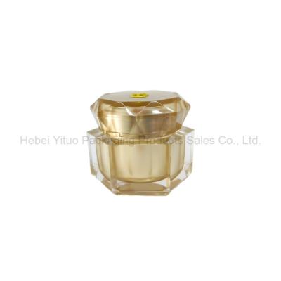 China Hexagonal Clear Acrylic Cream Jar — Luxury Gold Lid Design for sale