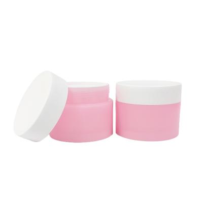 China Wide Mouth Matte Pink PP Cosmetic Jar Refillable Empty Container For Body Scrub for sale