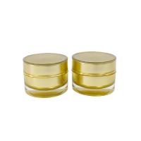 China Luxury Double Wall Gold Acrylic Cream Jar 30g / 50g Empty Cosmetic Pot For Face Cream for sale