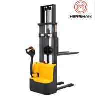 China DC motor 695mm fork 1T Pedestrian Fully Electric Reach Pallet  Stacker for sale