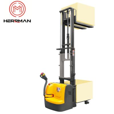 China Intensive Stocking 5600mm Lifting 3300lbs Walkie Pallet Stacker for sale