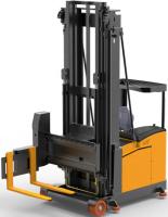 China 1500kg 3300lbs 1.5Ton Electric Lift Stacker Reach Truck Adjustable Steering Wheel for sale