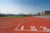 China High Elasticity Blue Red 13mm Artificial Running Track Fadeless for sale
