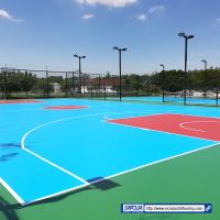 China UV Resistant Badminton PU Sports Flooring 6mm Good Color Fastness for Indoor Courts for sale