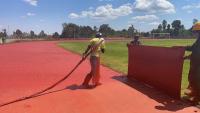 China Anti - Slip Sandwich System Running Track Color Customized Runway Playground for sale