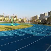 China Two Layers Synthetic Sports Flooring Eco-Friendly Blue Playground Running Track 13mm for sale
