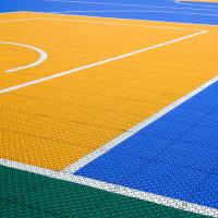 China Suspended PP Interlocking Sports Flooring 250x250x12.7mm Green Futsal Court Plastic Flooring for sale