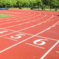China 13mm Red Eco Sports Flooring Rubber Running Track UV-Resistance Impact Absorption for sale