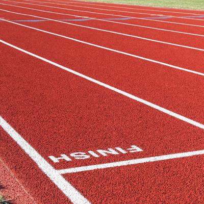 China Durable Sandwich Running Track SBR Sports Flooring 13mm Eco Friendly Spray Coat for sale