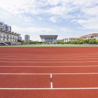 China Red Synthetic Track Surface Recyclable Spray Coating System Running Track for sale