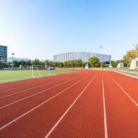 China ISO18001 13mm Sandwich System Tartan Stadium Running Track for sale