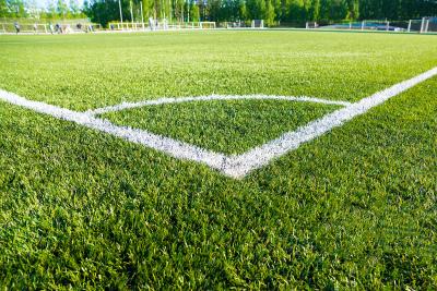 China Eco Friendly 3/8 Inch Artificial Turf Grass Football Field Lawns Non Toxic PE 45mm for sale