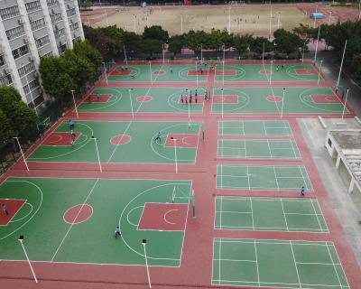 China UV-Resistant Silicone PU Sports Flooring for Volleyball Court 4mm Thickness for sale
