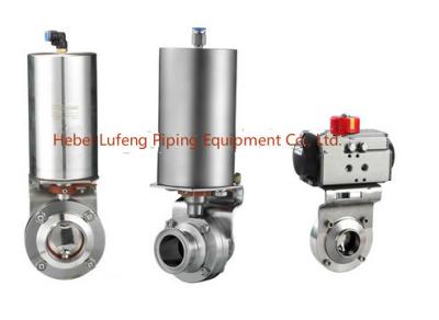 China SUS304/316L Sanitary Stainless Steel Pneumatic Butterfly Valve for sale