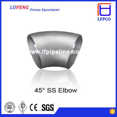 China stainless steel 45 degree long radius pipe elbow for sale