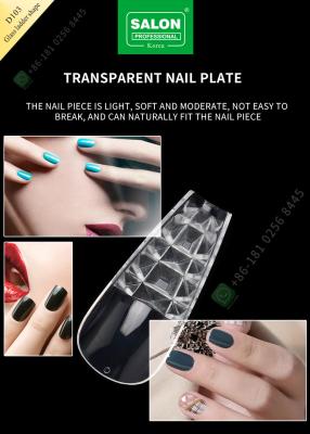 China Glass Ladder Shape Highly Traceless Nail Pieces Half Cover False Nail Tips for Nail Art Salon for sale