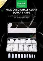 China Milk Color/ Half Square Shape French Acrylic Fake Nail with ABS Artificial nail False Nail for sale