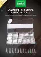China Ladder/Stair Shape Half Cut False Nail French Style Artificial Nail Tips Fake Nail for sale
