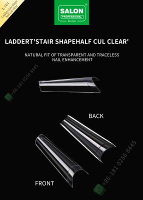 China Ladder/Stair Shape Half Cut False Nail French Style Artificial Nail Tips Fake Nail for sale
