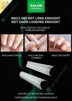 China Ladder/Stair Shape Half Cut False Nail French Style Artificial Nail Tips Fake Nail for sale
