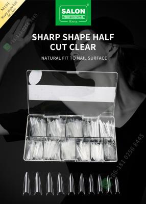 China Sharp Drops Shape Half Cut False Nail French Style Artificial Nail with ABS Fake Nail for sale