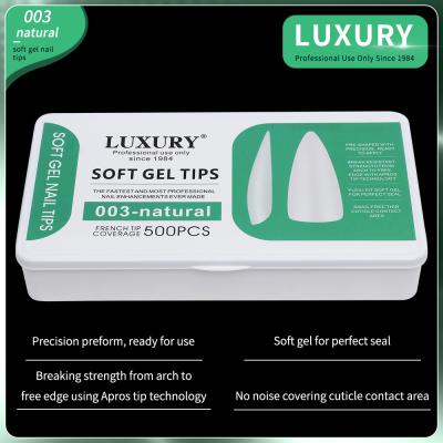 China Natural Color Acrylic Nail Tips Medium Sharp-shaped False Nails For Nail Extension for sale