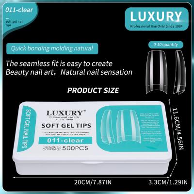 China 500pcs/Box Fake Nails Clear Half Cover Square False Nail Tips For Women for sale
