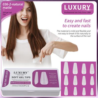 China 500pcs/Box Almond Shaped Natural Matte False Nails 11 Sizes Acrylic Gel Nail Art Extensions for Women for sale