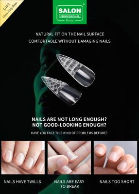 China Long Sharp Shape Fake Nail Tips Ultra-Thin Soft Gel Full Cover False Nails 12 Sizes for sale
