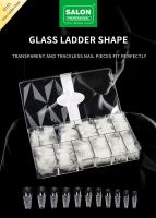China 500PCS Ladder Shape Nail Tips Set Embossed Glass False Nails With Storage Box Acrylic Nail Art Kit For Salon for sale