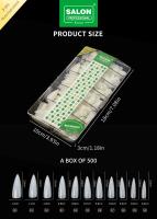 China Long Stiletto Nail Tips Full Cover Natural Color Fake Nails With Box For Nail Salons for sale