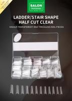 China False Artificial Fingernails ABS Clear Ladder Shape Fake Nails Handmade Soft Gels Press On Nails Wholesale Price for sale
