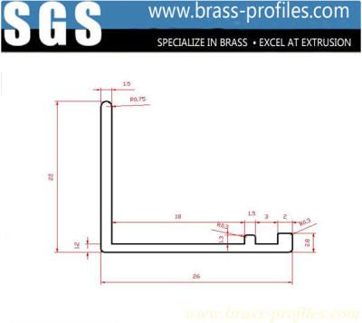 China Solid Brass Single Post L Sections Aging Copper L Corner Framing 26mm x 22mm for sale