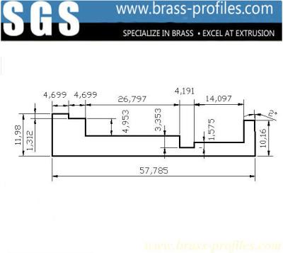 China Brass L-Bar Extruded Profile 58mm x 12mm DIY Sizes Copper L-Sheet for Decoration for sale
