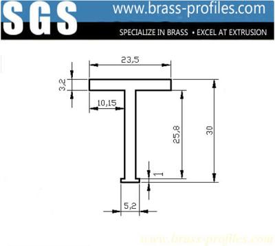 China 30mm x 24mm Solid Brass Flat T-bar Industrial Copper L Profiles for sale