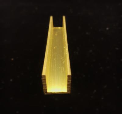 China Brass U Channel Extruded Profile 15mm x 15mm x 2mm for Interior Decoration for sale