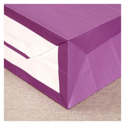 China Custom Logo Print Wholesale Grocery/Wedding Purple black pink white Customization Paper Gift Bag with Handle for sale