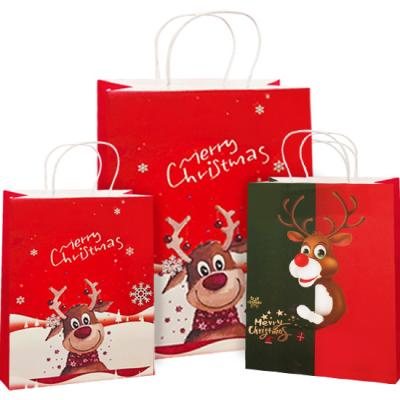 China Manufacturer Made cheap shopping Season Greetings Father Christmas Gift Present Kraft White Customize Colorful Paper Bags for sale