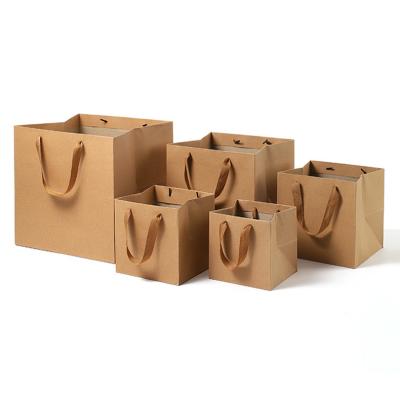 China Custom Printed Kraft Paper Bags With Handles , White Personalized Brown Paper Bags Gift for sale